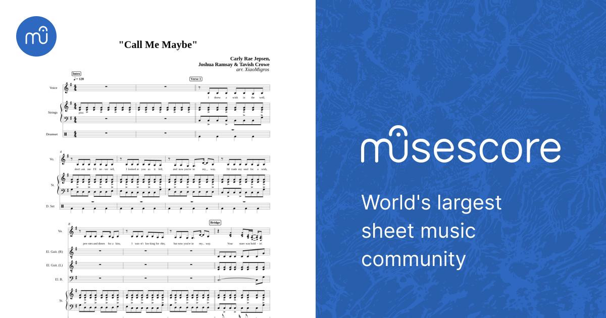Call Me Maybe - Carlie Rae Jepsen Sheet Music for Vocals, Tambourine ...