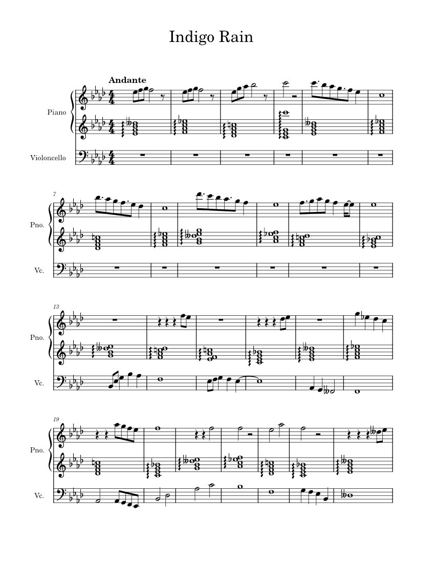 Indigo Rain Sheet music for Piano, Cello (Piano Duo) | Musescore.com