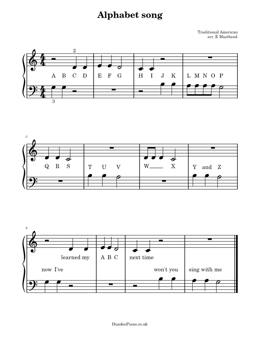 The Alphabet Song – Misc Traditional Sheet music for Piano (Solo ...