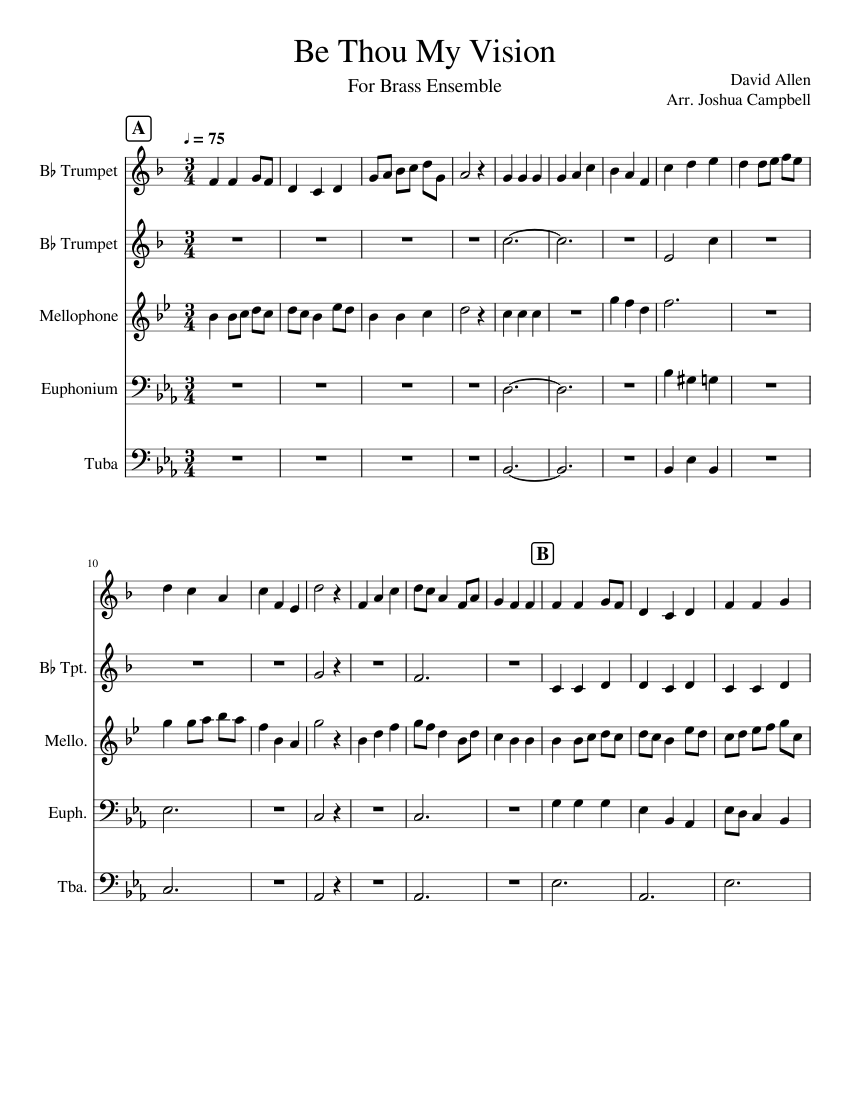 Be Thou My Vision For Brass Sheet music for Euphonium, Tuba, Mellophone ...
