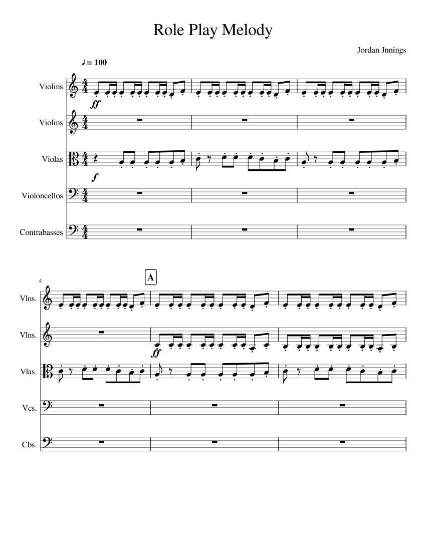 Role Play Melody Sheet music for Strings group (Mixed Quintet ...