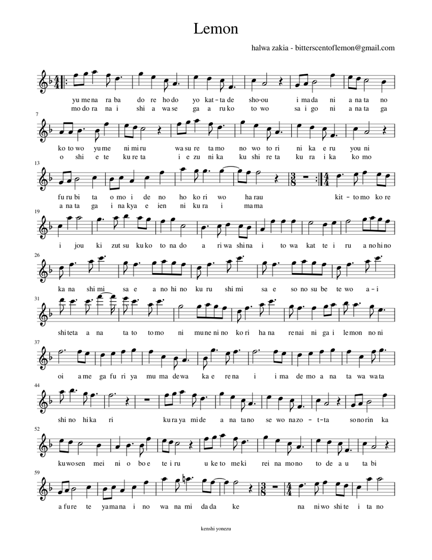 Lemon Sheet Music for Flute (Solo) | MuseScore.com