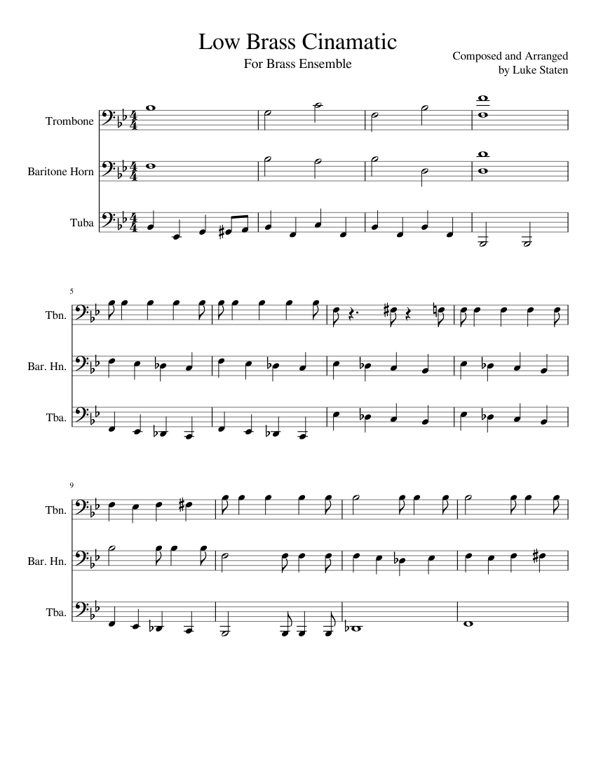 Low Brass Cinematic Sheet music for Trombone, Tuba, Baritone horn ...