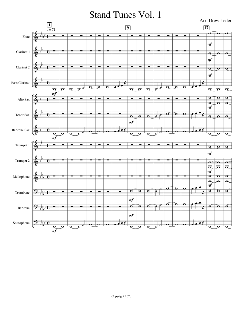 Stand_Tunes Sheet music for Trombone, Mellophone, Flute, Clarinet in b ...