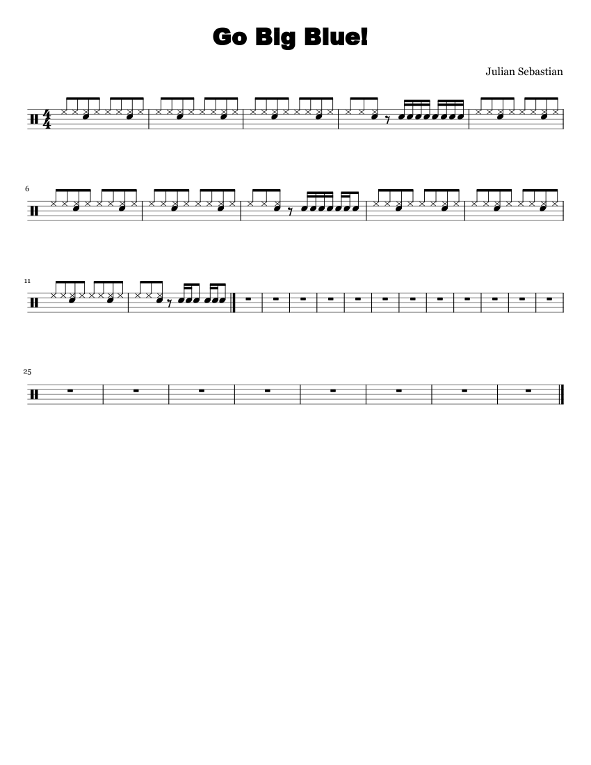 Go Big Blue! Sheet Music for Snare drum (Drum Corps (Modern ...