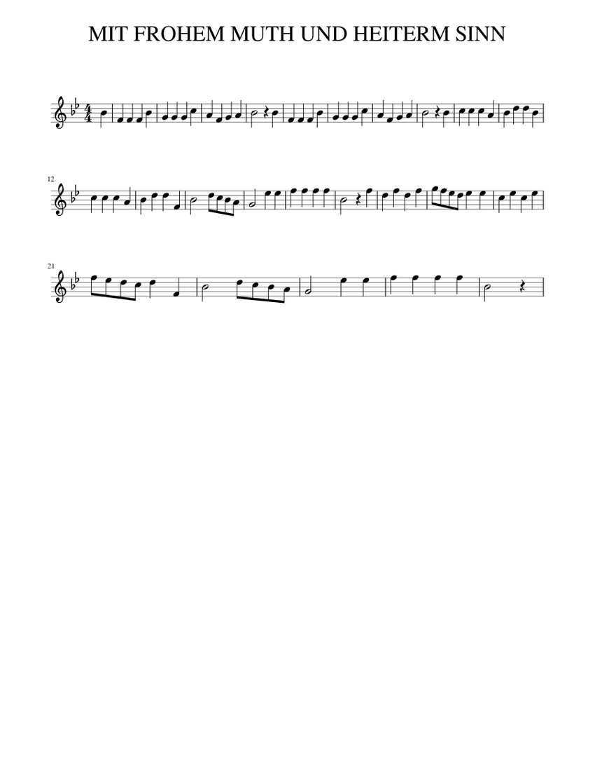 MIT FROHEM MUTH UND HEITERM SINN Sheet music for Piano (Solo ...