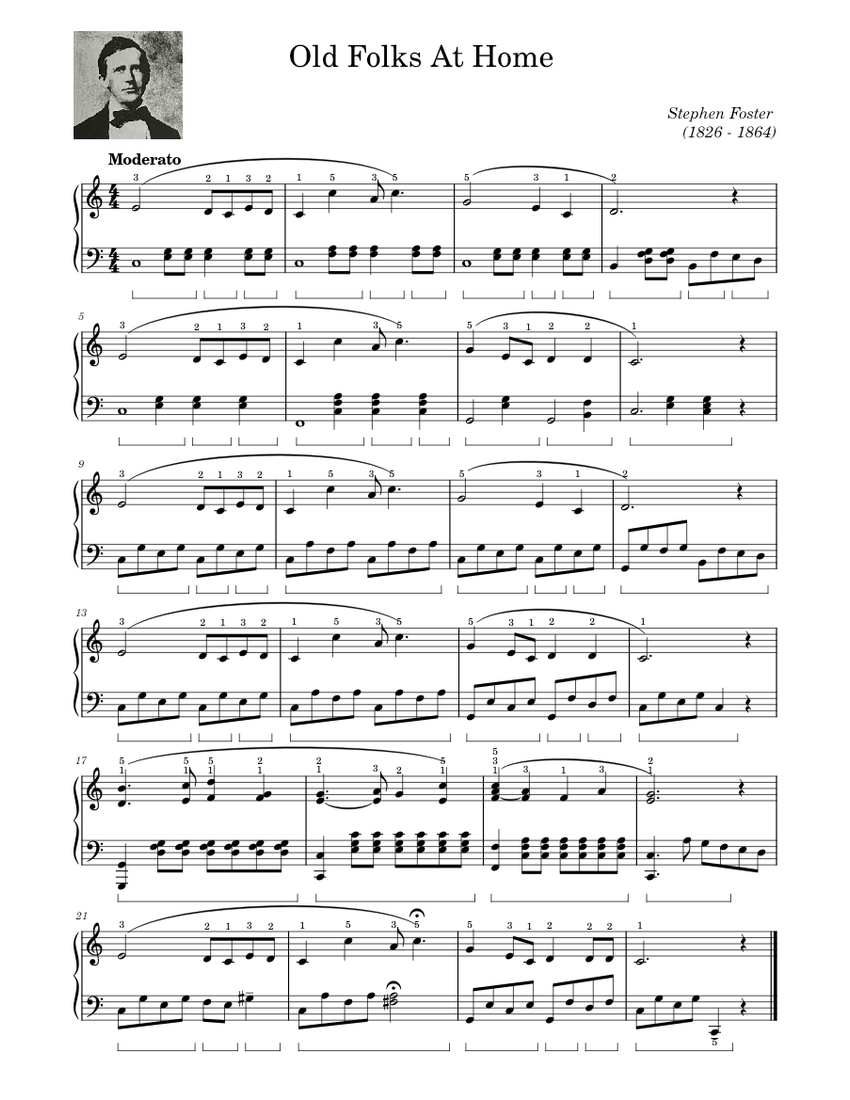 Old Folks at Home – Stephen Foster Sheet music for Piano (Solo ...