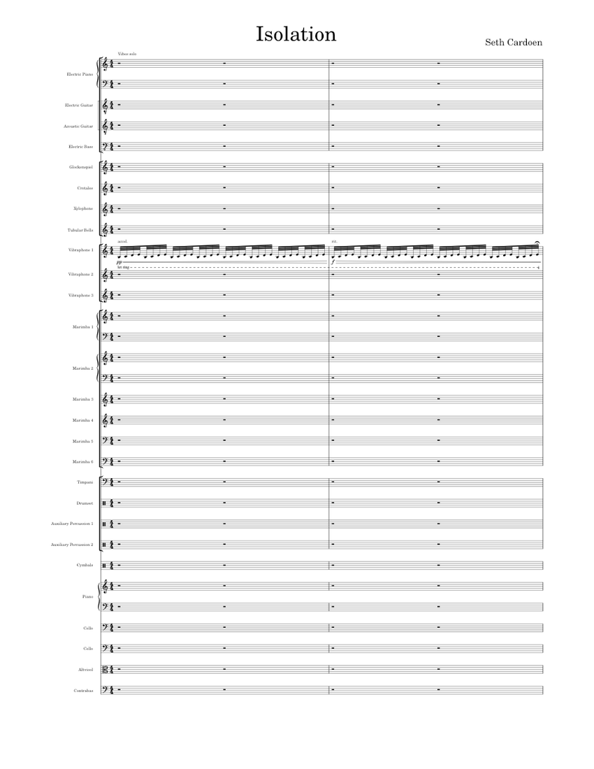 Isolation Sheet music for Piano, Contrabass, Timpani, Vibraphone & more ...