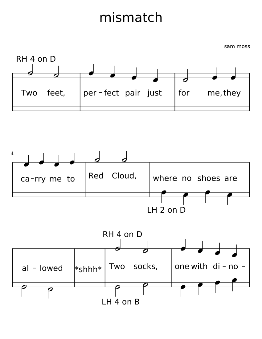 Mismatch Sheet Music For Piano Solo Easy