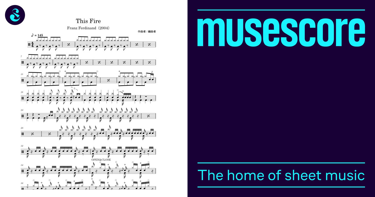 This fire – Franz Ferdinand(Short ver) Drum Sheet Music for Drum group ...