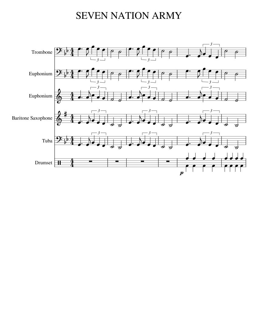 SEVEN NATION ARMY Sheet music for Trombone, Euphonium, Tuba, Saxophone ...