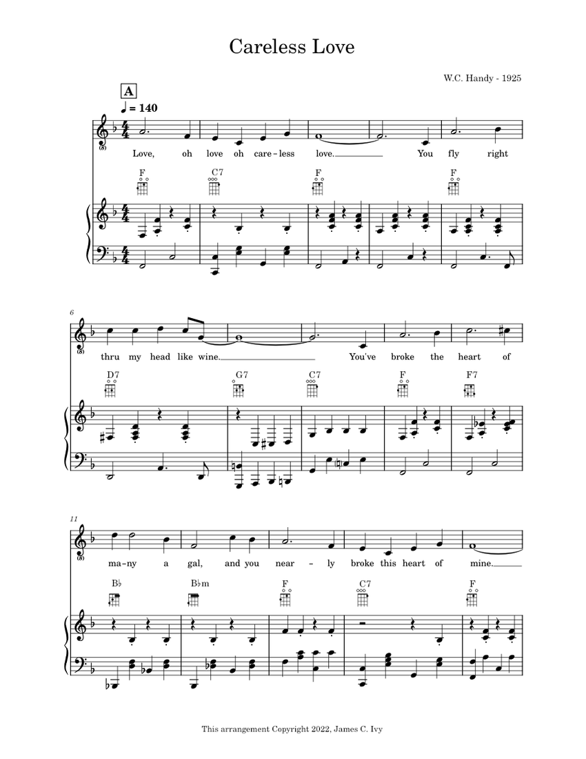 Careless Love – Misc Traditional Sheet Music with Chords for Piano ...