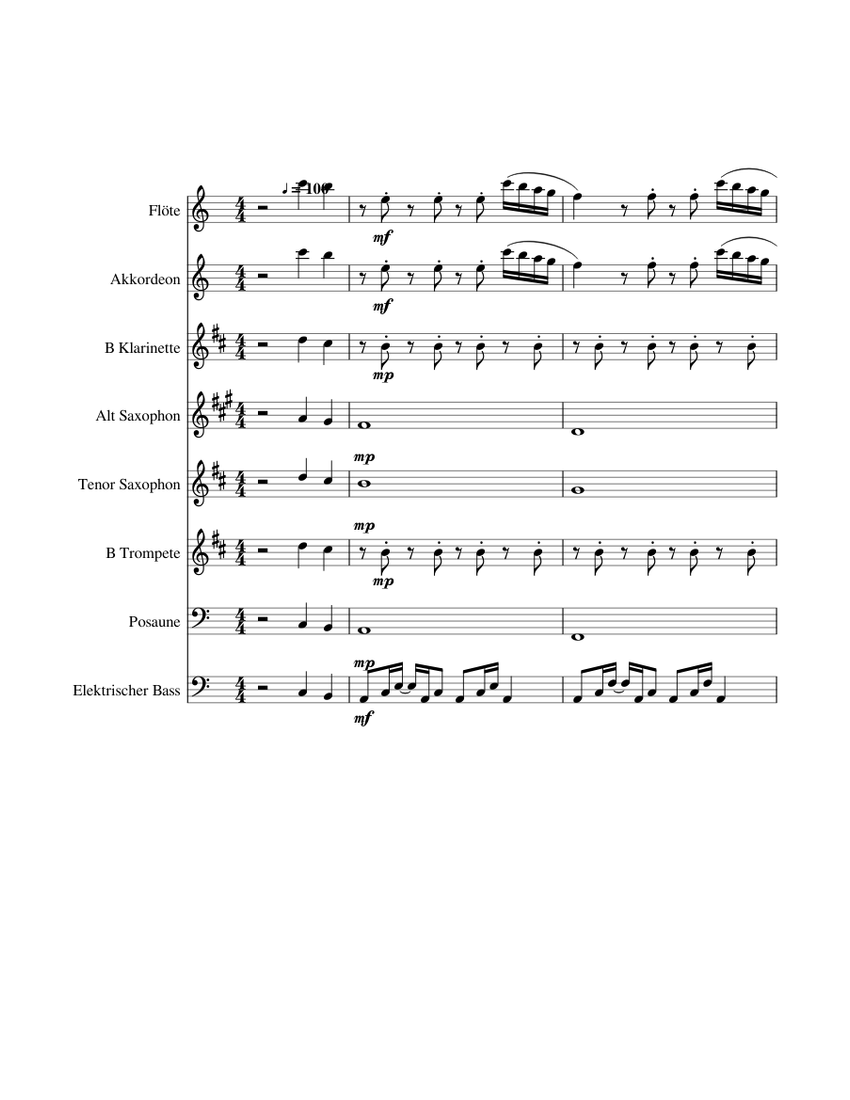 Despacito Sheet Music for Trombone, Accordion, Flute, Clarinet in b ...