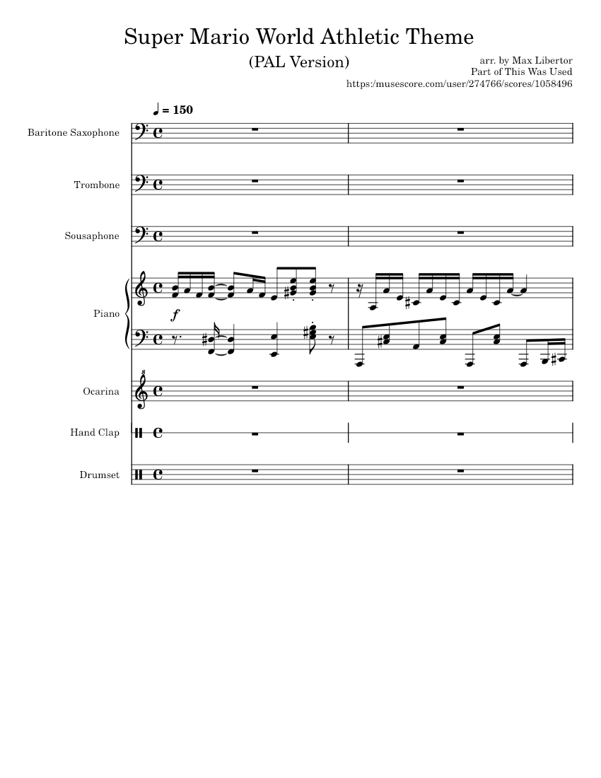 Super Mario Bros. Athletic Theme PAL Version – Koji Kondo Sheet Music ...