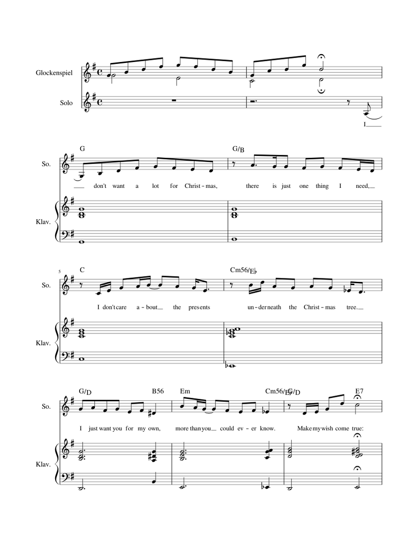 Christmas Mashup Sheet Music with Chords for Piano, Soprano, Alto, Bass ...