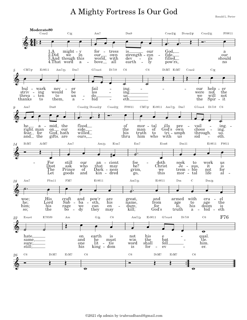 A Mighty Fortress Is Our God by Martin Luther - Martin Luther Arr. Ron ...