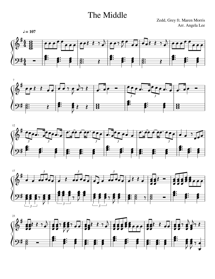Zedd - The Middle (Piano) Sheet Music for Piano (Solo) | MuseScore.com