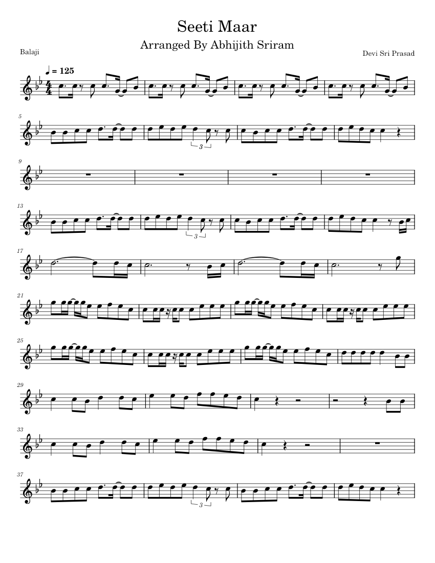 Seeti Maar Sheet Music for Piano (Solo) Easy | MuseScore.com