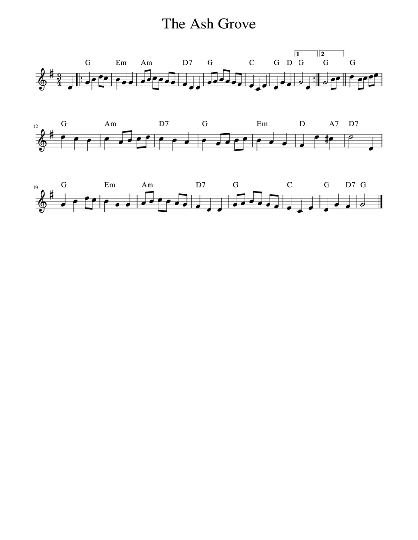 The Ash Grove Sheet music for Piano (Solo) Easy | Musescore.com