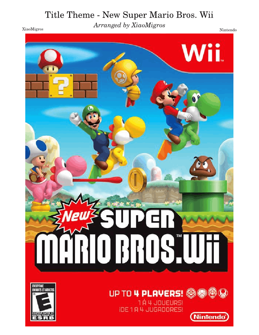 Title Theme - New Super Mario Bros. Wii Sheet music for Piano, Drum ...