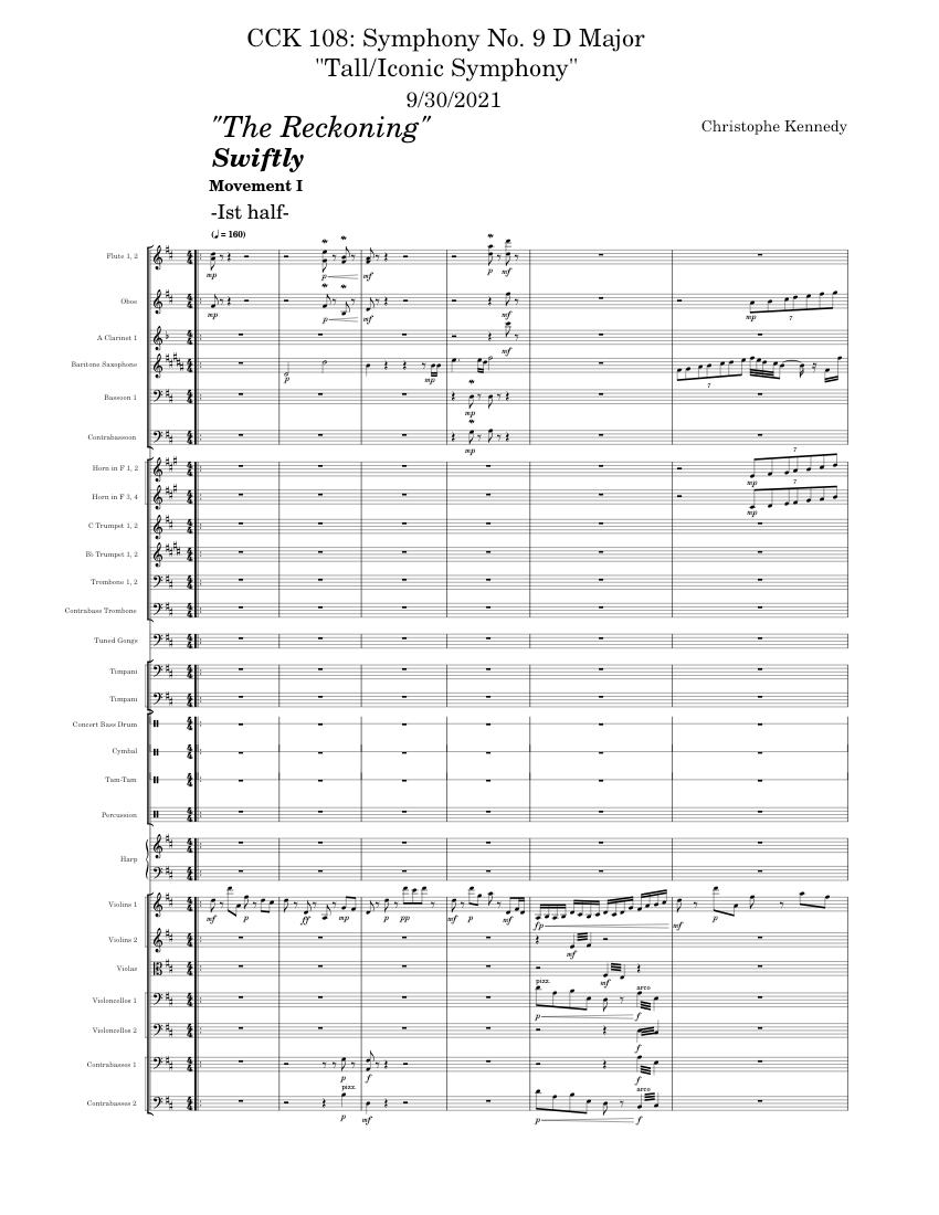 CCK 108: Symphony No. 9 in D Major, "Tall/Iconic Symphony"- Movement 1 Sheet music for Trombone ...