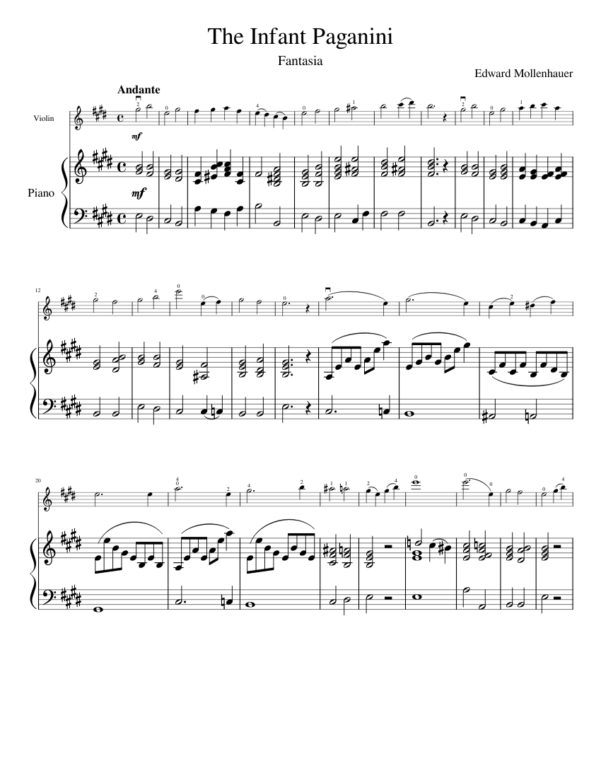 The Infant Paganini by Edward Mollenhauer Sheet music for Piano, Violin ...