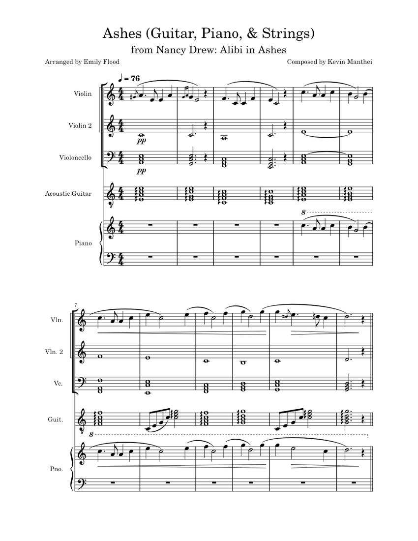 Ashes (Instrumental) from Alibi in Ashes Sheet music for Piano, Violin ...
