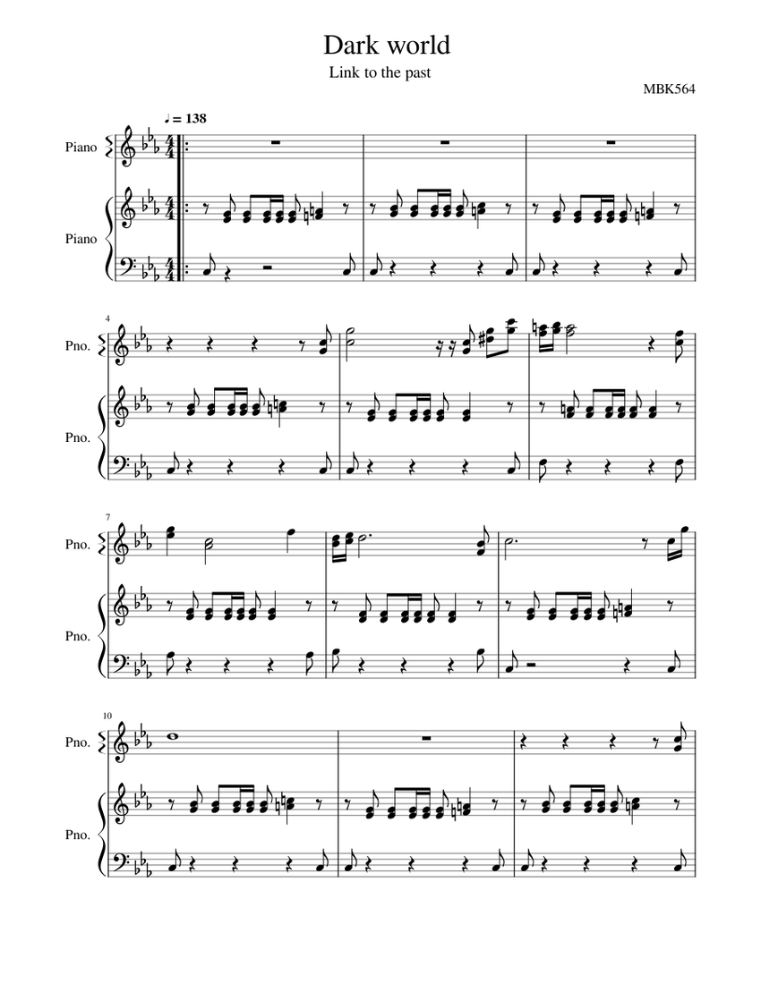 Dark world Sheet music for Piano (Piano Duo) | Musescore.com