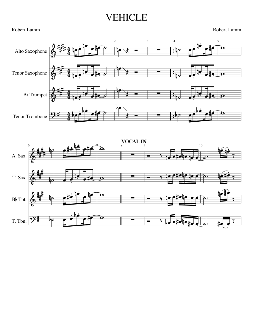 Vehicle - The Ides of March Sheet music for Trombone tenor, Saxophone ...