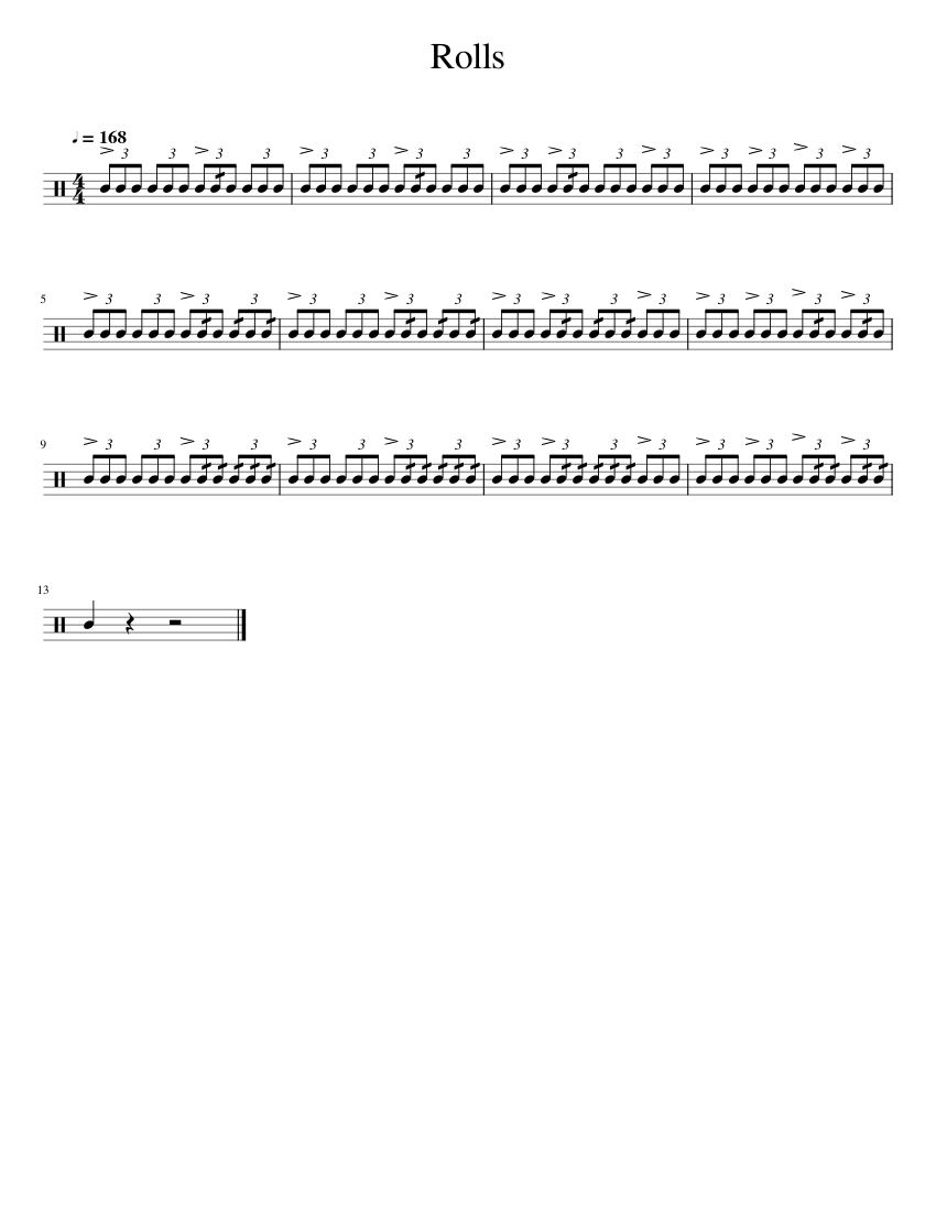 Rolls Sheet music for Snare drum (Solo) | Musescore.com