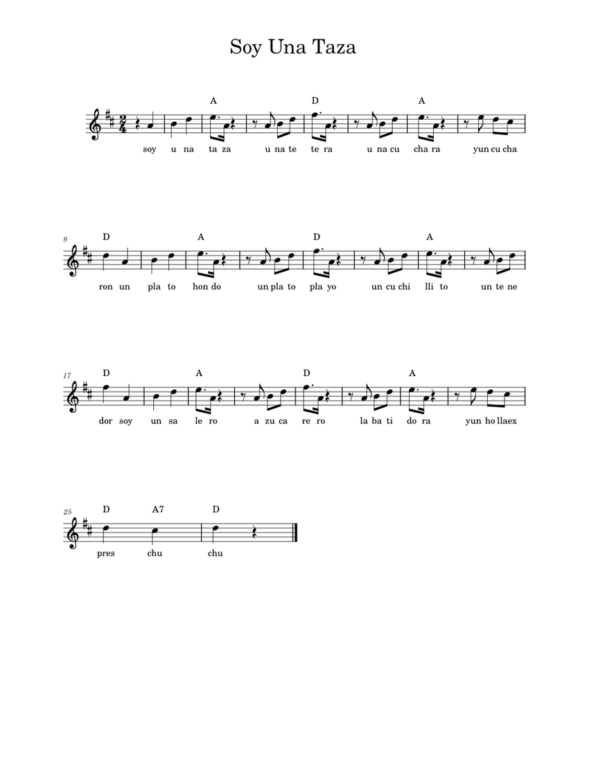 Soy Una Taza Sheet Music with Chords for Piano (Piano Duo) Easy ...