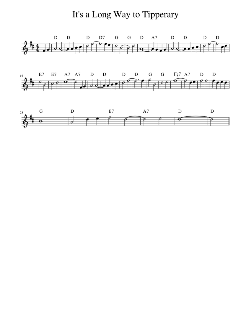 It's a Long Way to Tipperary Sheet music for Piano (Solo) Easy ...