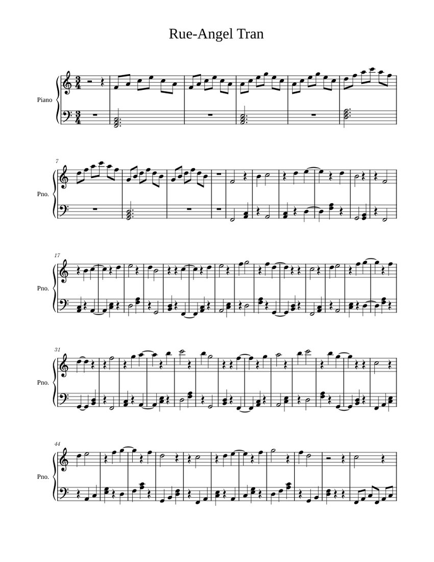 Rue-Angel Tran Sheet music for Piano (Solo) Easy | Musescore.com