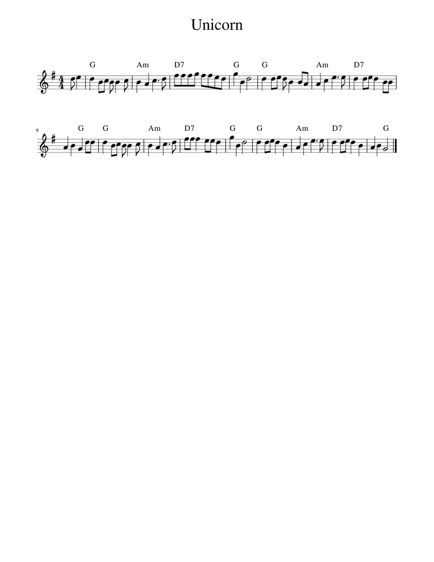 Unicorn Sheet music for Piano (Solo) Easy | Musescore.com