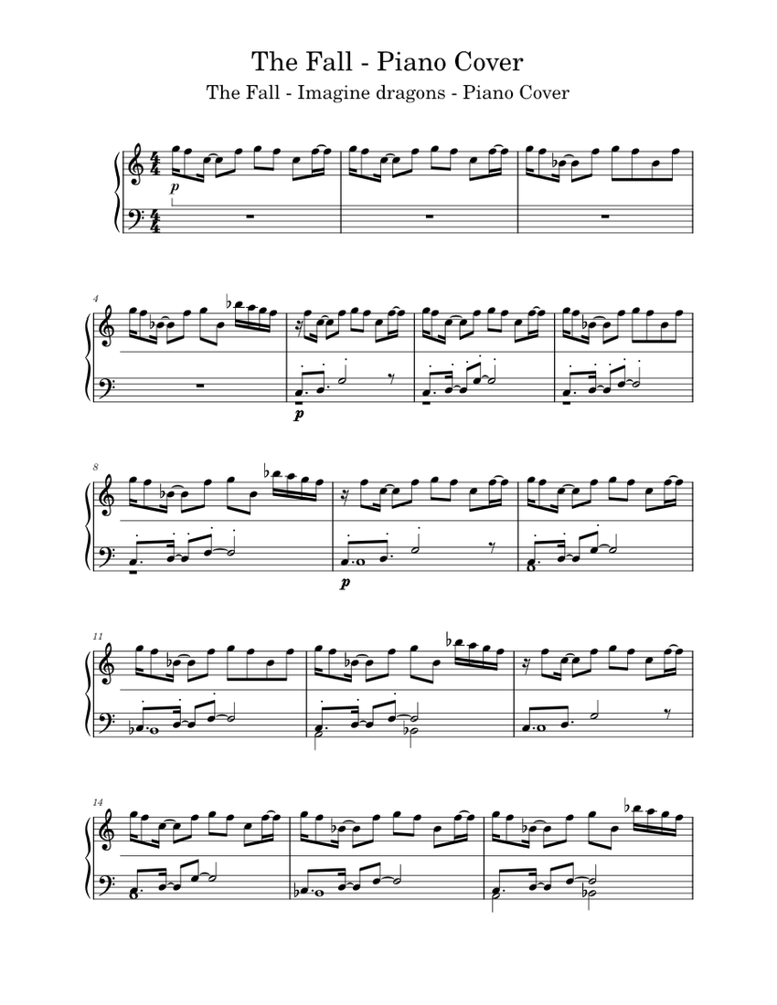 The fall – Imagine Dragons The Fall - Piano Cover Sheet music for Piano ...
