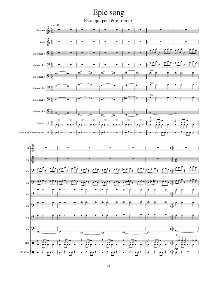 Epic_song Sheet music for Soprano, Vocals, Cello, Drum group & more ...