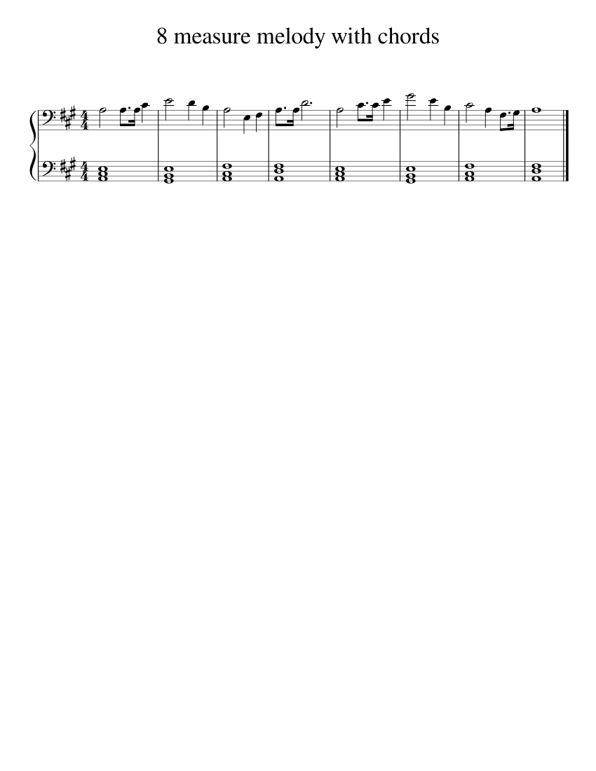 8_measure_melody_with_chords Sheet music for Piano (Solo) Easy ...