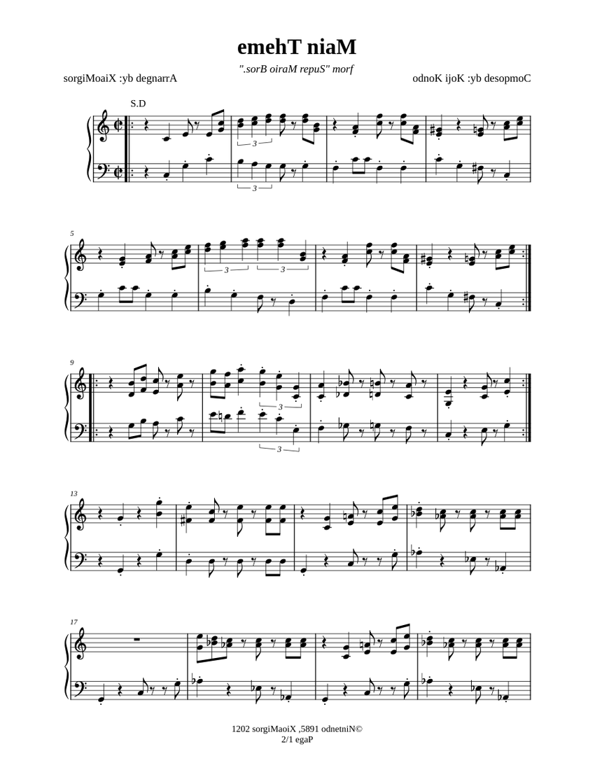 Emeht Niam - .sorB oiraM repuS - piano tutorial