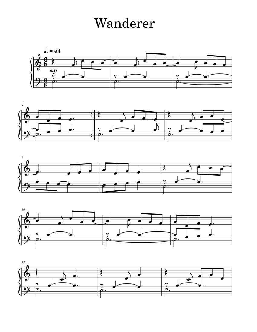 Wanderer Sheet Music for Piano (Solo) easy | MuseScore.com