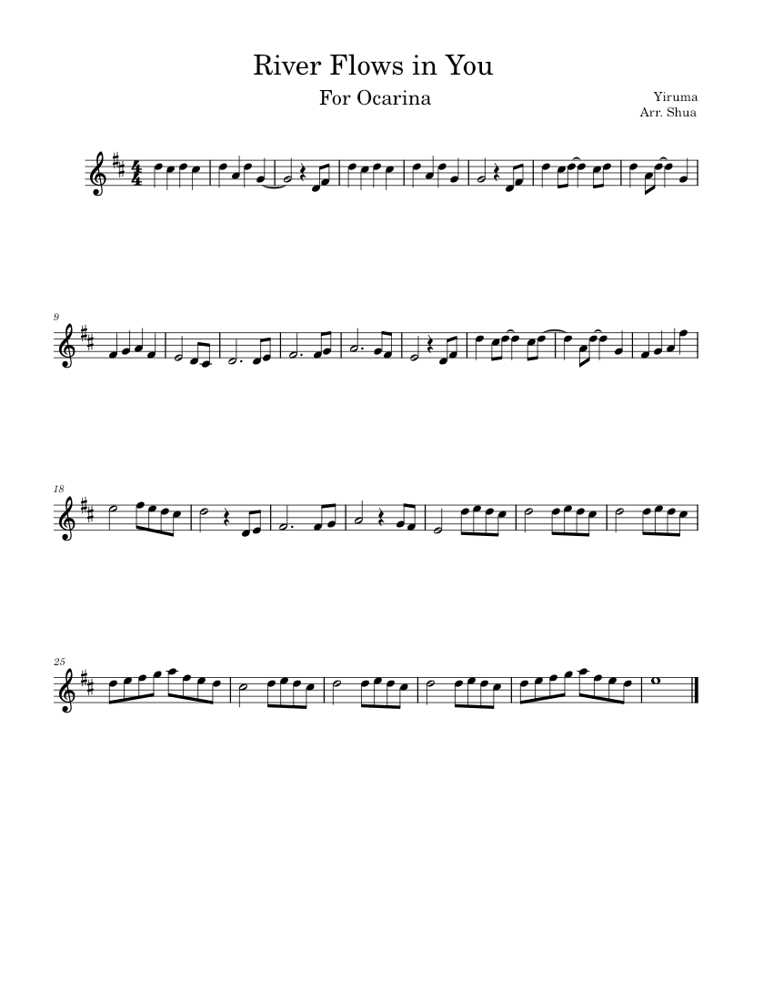 River Flows in You – Yiruma River Flows in You Sheet music for Flute ...