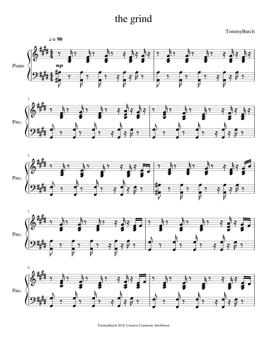 the grind Sheet music for Piano, Drum group (Mixed Duet) | Musescore.com