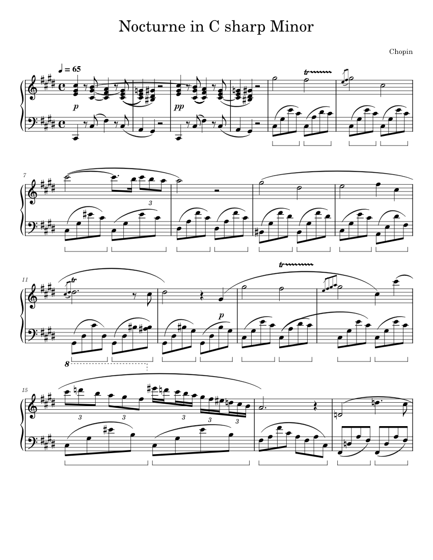 Nocturne No. 20 in C Sharp Minor – Frédéric Chopin Sheet music for ...