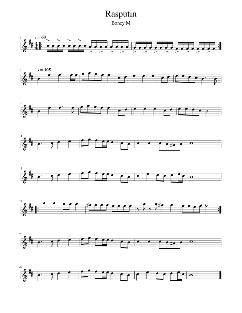 Rasputin Sheet Music for Guitar (Solo) | MuseScore.com