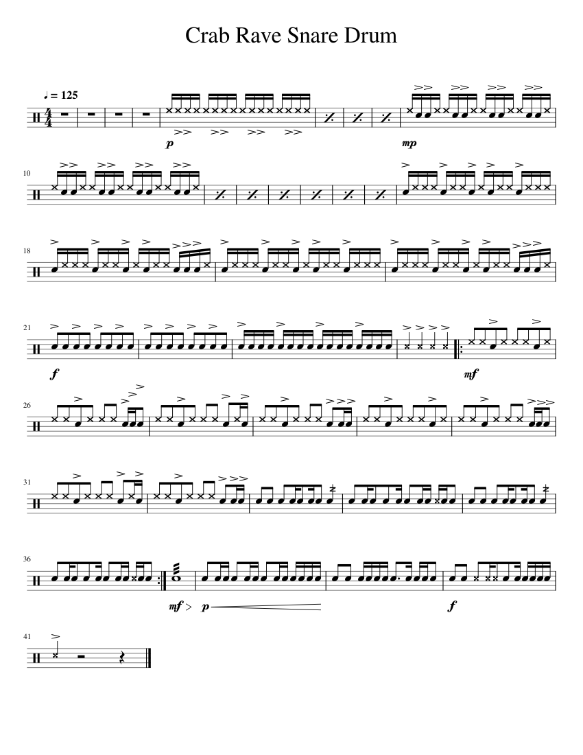 Crab_Rave_For_Drumline_Snare_Drum Sheet music for Snare drum (Solo ...