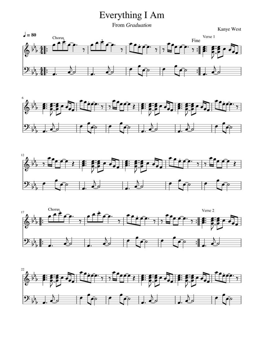 Everything I Am - Kanye West Sheet music for Piano (Solo) | Musescore.com