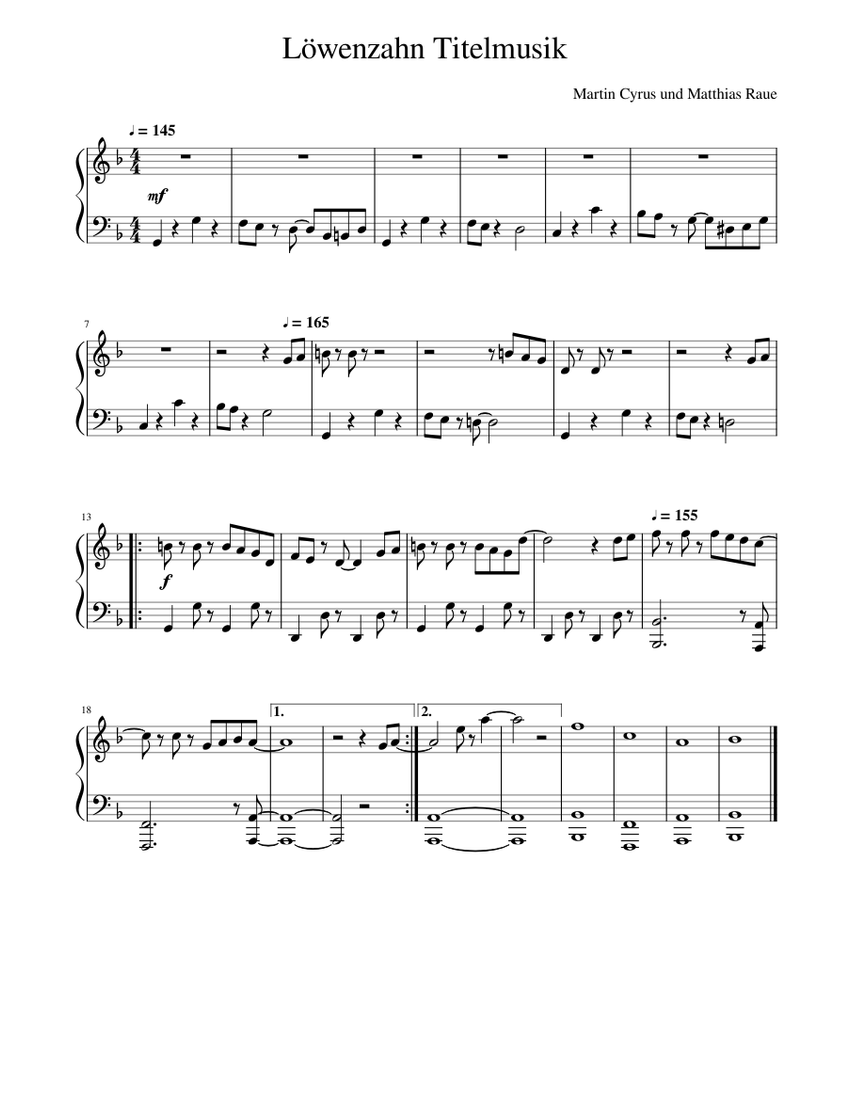 Löwenzahn Titelmusik Sheet Music for Piano (Solo) easy | MuseScore.com