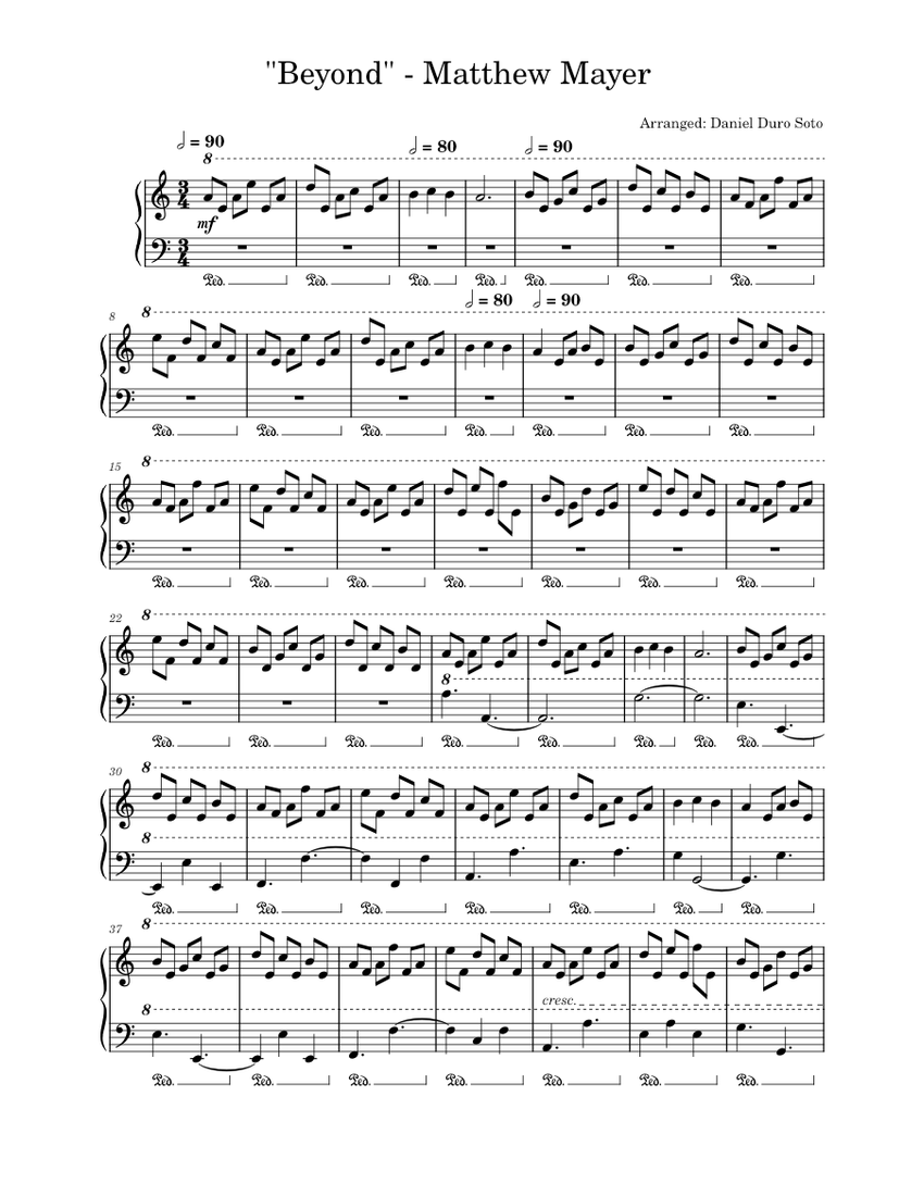 Beyond – Matthew Mayer Sheet Music for Piano (Solo) easy | MuseScore.com