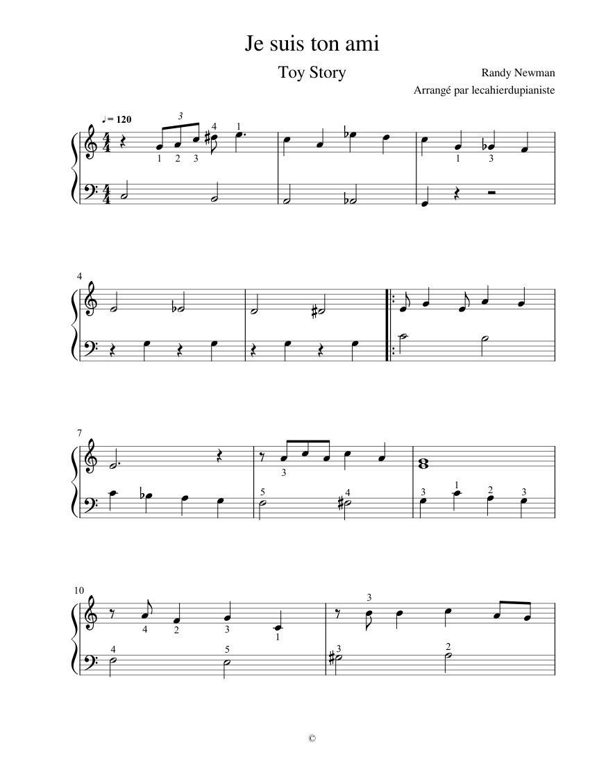 Toy story - Je suis ton ami Sheet music for Piano (Solo) Easy ...