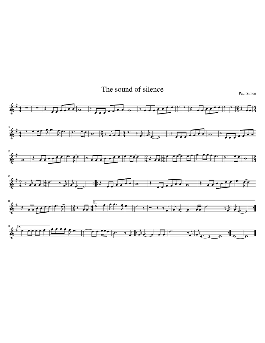 The sound of silence Sheet Music for Violin (Solo) | MuseScore.com