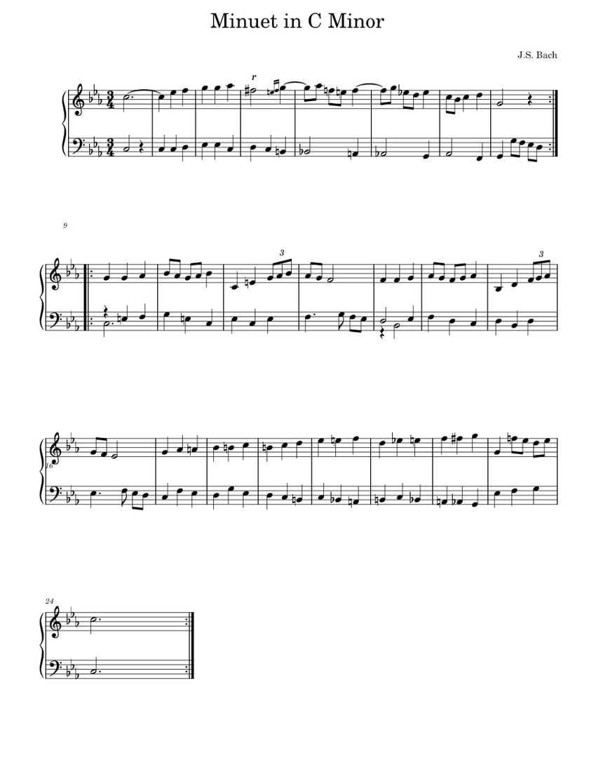 Minuet in C Minor – Johann Sebastian Bach Minuet_in_C_Minor Sheet music for Piano (Solo ...